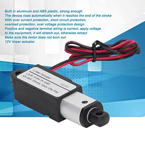 Mini Electric Linear Actuator 12V, 64N 15mm/s Small Linear Actuator with Mounting Brackets, IP54 ...
