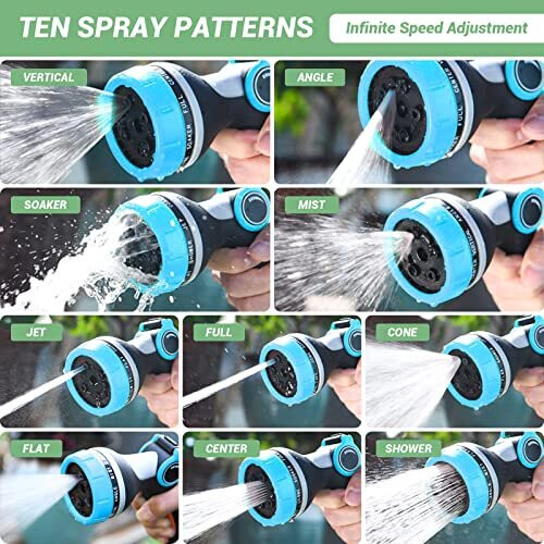 Garden Hose Pipe Spray Gun, 10 Adjustable Patterns Hosepipe Nozzle Gun ...