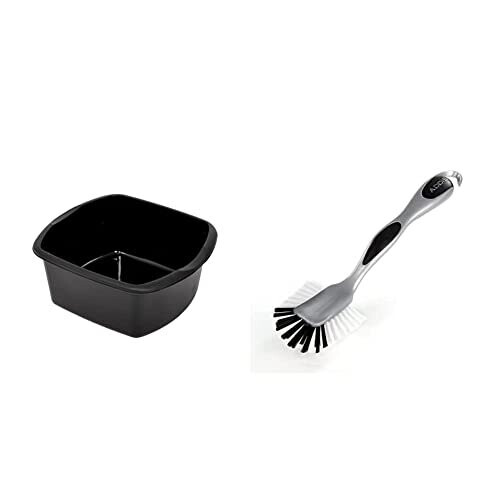 8 Litre Small Rectangular Plastic Washing Up Bowl, Black & 501120 Ultra ...