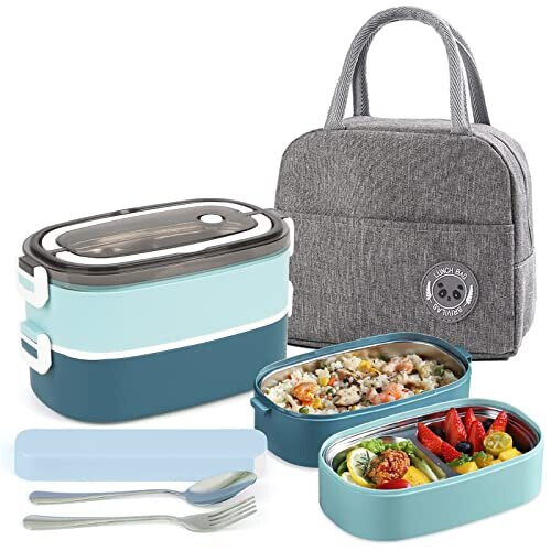 2 Tier Bento Box Lunch Box for Adults and Kids, Leakproof Bento Lunch ...