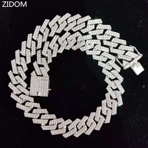 Men Women Hip Hop Iced Out Bling Chain Necklace 20mm Width rhombu Chain ...