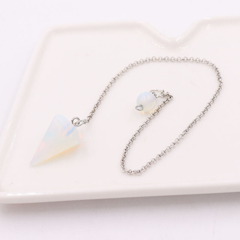 Natural Stones Pendulum for Dowsing Divination Chain Hexagonal Column ...