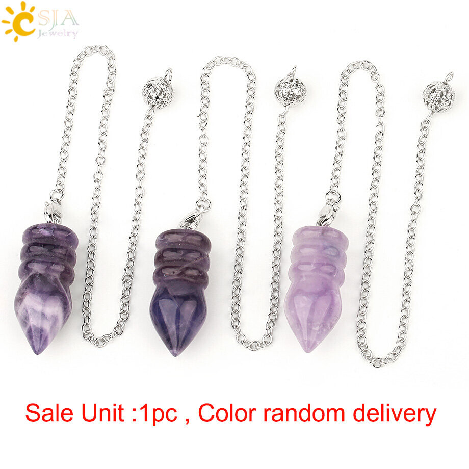 CSJA Natural Fortune-telling Pendulum for Dowsing Lapis Lazuli Pendant Pendulum Chakra Healing ...