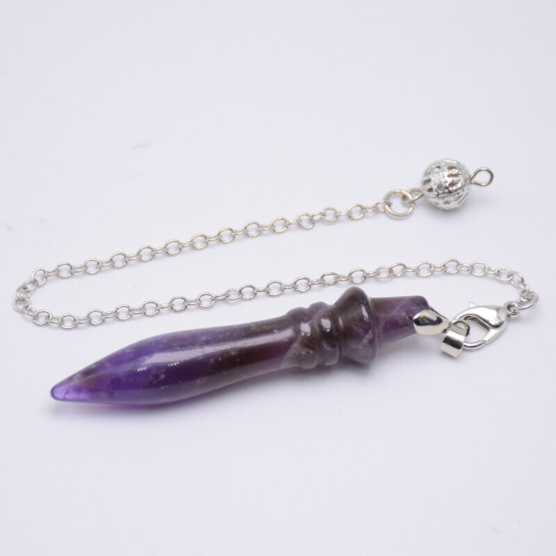 Natural Stone Pendulum for Dowsing Women Men Cone Purple Crystal Pink ...