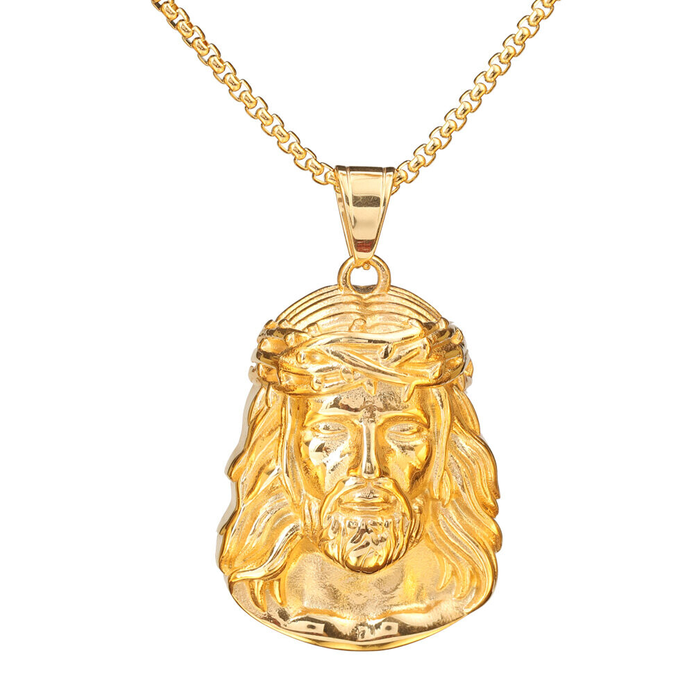 Stainless Steel Hip Hop Jesus Christ God Pendant Necklace Religious Hip ...