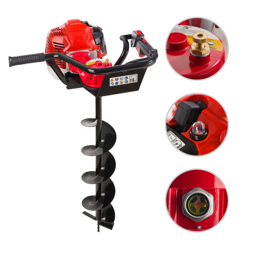 AREBOS Earth Auger with oil level glass and venting valve | 3 hp | 3 ...