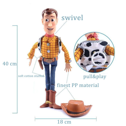 38CM Toy Story Talking Woody Doll Pull String Kids Soft Figures Toy ...