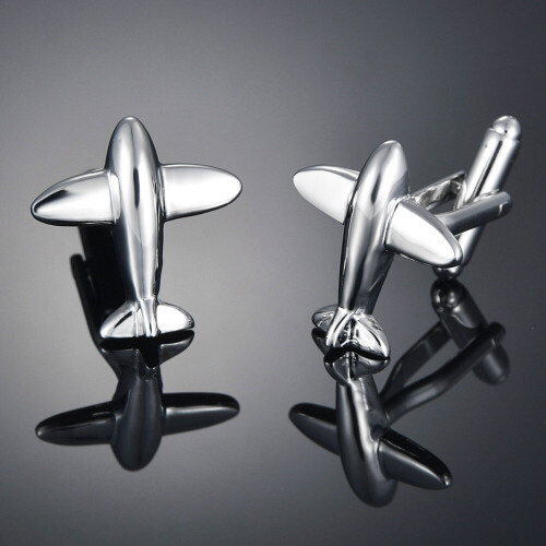 Men's Cufflink for Pilot Silver Airplane Shape High Plane Cuff Links ...