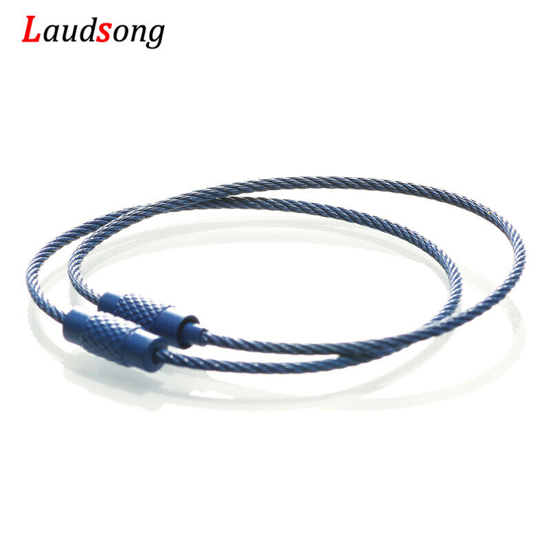 10pcs Colorful Stainless Steel Wire Keychain Cable Loop Screw Lock Rope ...