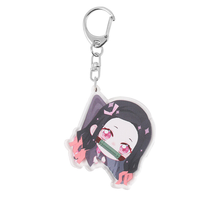 Demon Slayer Keychain Nezuko Tanjirou Keyring Acrylic Anime Figures Key ...