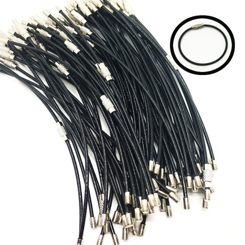 (Blue, 6 cm) 10/20/50pcs Stainless Steel Keychain Tag Rope Wire Cable ...