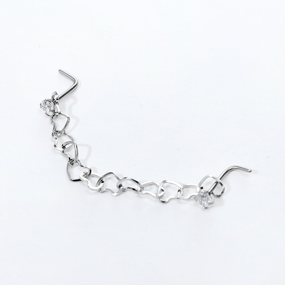 Double Nose Piercing Chain Nose Chain for Nostril Piercing Stainless ...