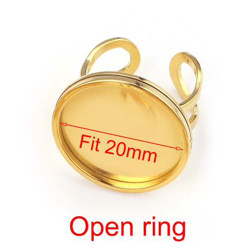 4pcs/lot Stainless Steel Open Ring Settings Flat Blank Base Large Round ...