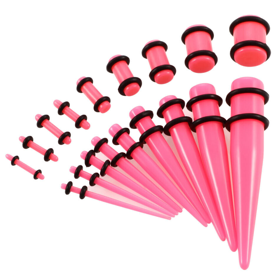 18PCS Acrylic Ear Gauge Stretching Kit 14G-00G Starter Ear Gauge Taper ...
