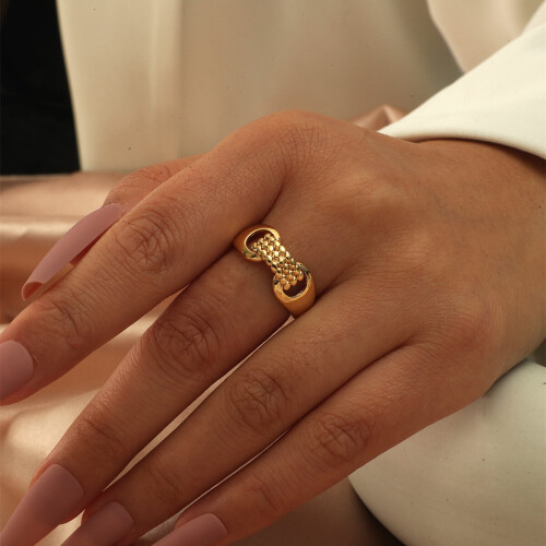 MANGOSKY 18KGP Long Square Bar Ring For Women on OnBuy