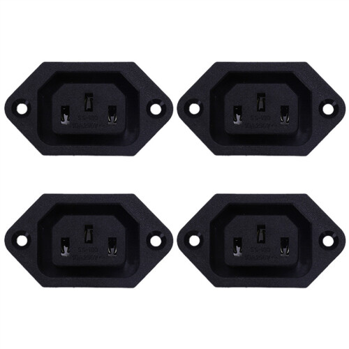 4X AC 250V 10A IEC 320 C13 Panel Mount Plug Connector Socket Black on OnBuy