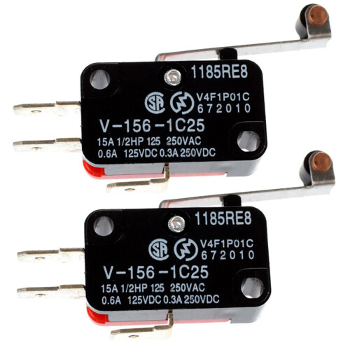 2X Mini Limit Switch Long Hinge Roller Lever Arm SPDT Snap Action LOT ...
