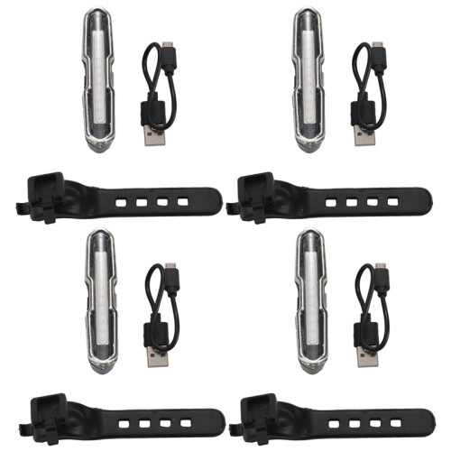 4X LED Bike Tail Light Red & Blue USB Rechargeable Waterproof Super ...