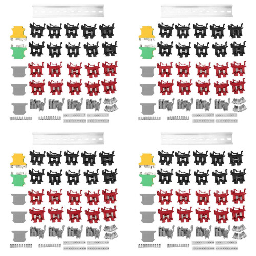 4X DIN Rail Terminal Blocks Kit Terminal+Ground Blocks+Aluminum Rail ...