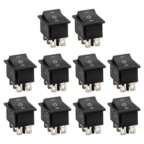 10X 6-Terminals 3 Position ON/OFF/ON DPDT Boat Rocker Switch 16A 250VAC ...