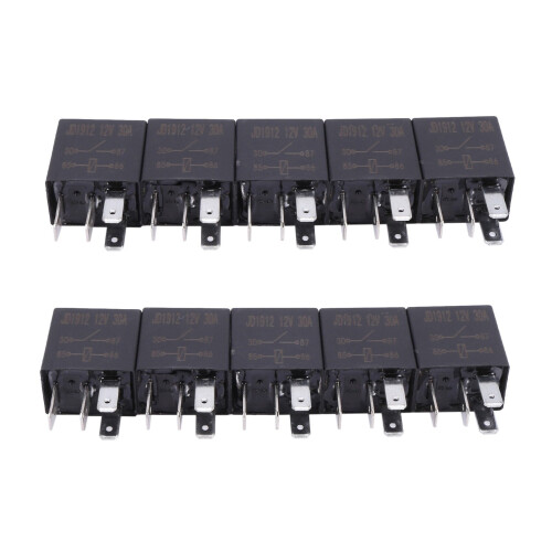 10 x 30A AMP 12V 4Pin Car Auto Relay Kit SPST for Fan Fuel Pump Light ...