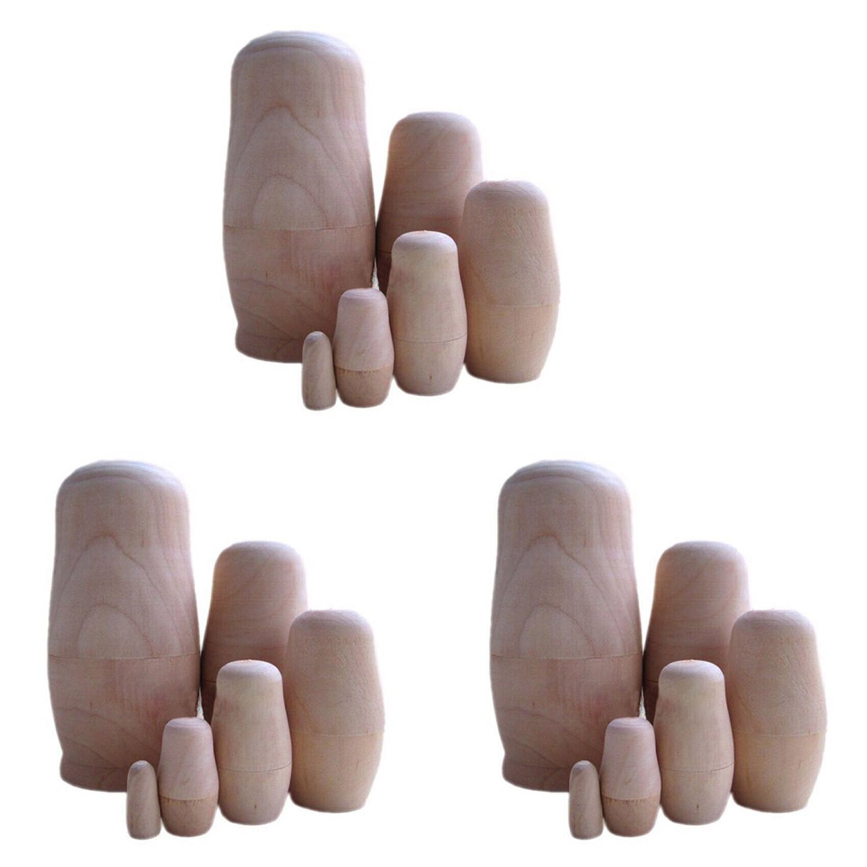 Russian Nesting Doll Blank Matryoshka Wood Unpainted DIY Handicraft (3 ...