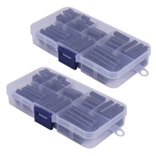 132Pcs DIP IC Sockets Adaptor Solder Type Socket Kit 6,8,14,16,18,20,24 ...