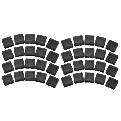 Square Table Chair Leg Tube Pipe Feet Insert Cap 25mmx25mm 40pcs Black ...