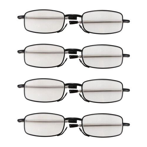 4 Pairs Of Compact Folding Reading Glasses with Mini Flip Top Carrying ...