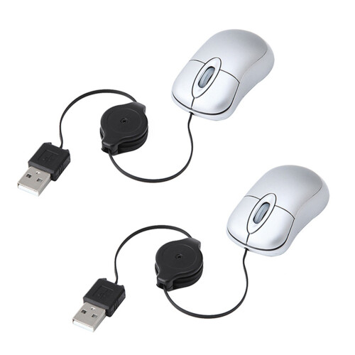 2X Mini USB Wired Mouse Cable Tiny Small Mouse 1600 Optical Compact ...