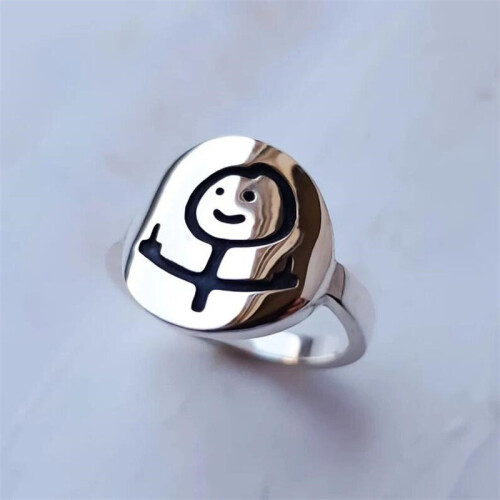 Funny You Doodle Ring For Man Woman Hip Hop Middle Finger Stickman Punk ...