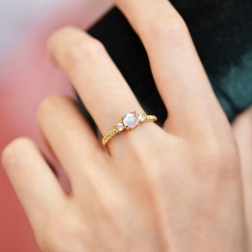 Natural Moonstone Rings For Women Gemstone Ring 925 Sterling Silver ...