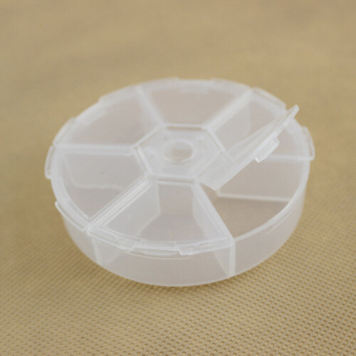 6 Grid Round Clear Storage Box Plastic Box Jewelry Beads Container ...