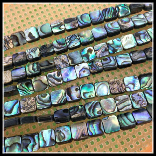 50pcs natural abalone shell beads shell strings square shape size 8mm ...