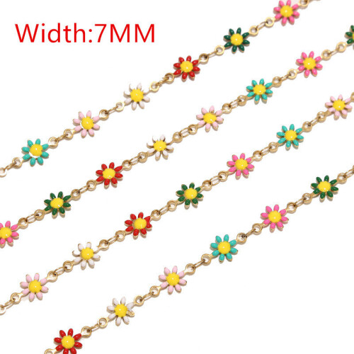 7MM Enamel Daisy Flower Link Chains stainless steel Chain for Boho ...