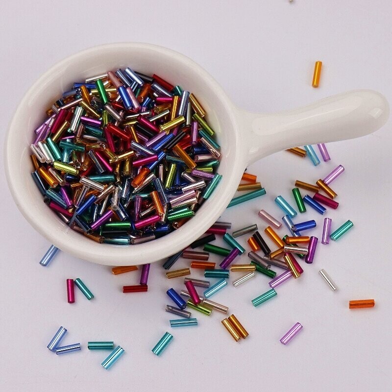 300Pcs Glass Bugle 2x6mm 10g/bag Round Tube Glass Seed Beads for DIY ...