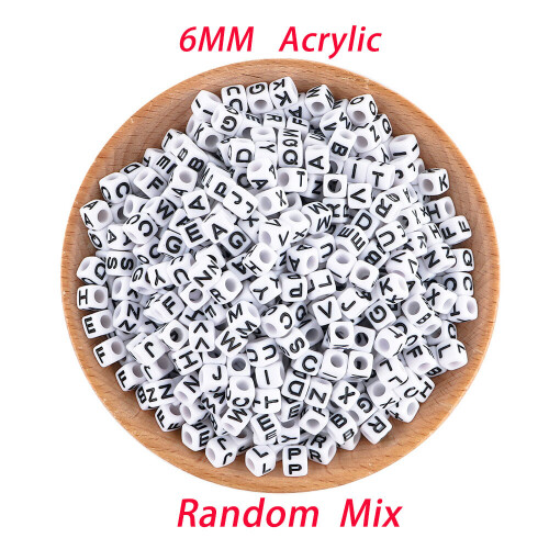 (G02 mix letter White-100pcs 2MM) 100-500Pcs 6MM Cube Letter Acrylic ...
