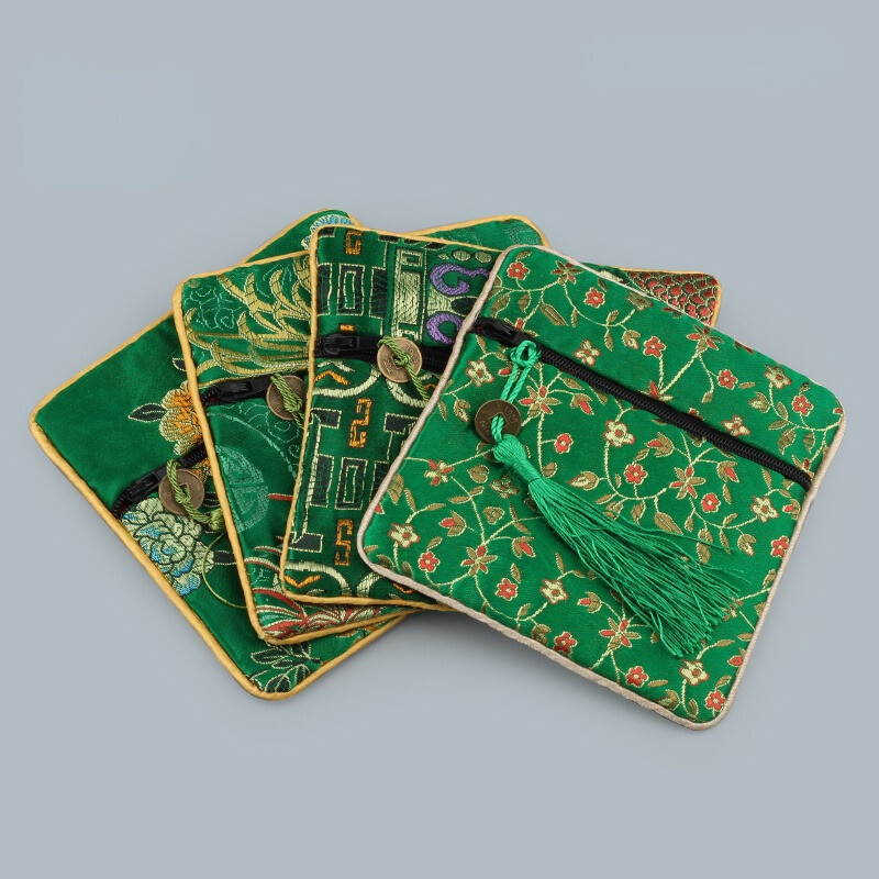 Multicolor Square Zipper Bag Chinese Good Lucky Bag Auspicious Storage ...