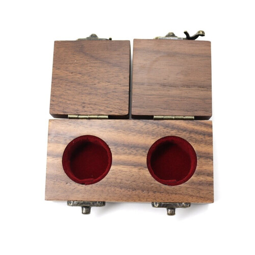 Walnut Wooden Engagement Ring Box Solid Wood Double Open Lid Ring ...