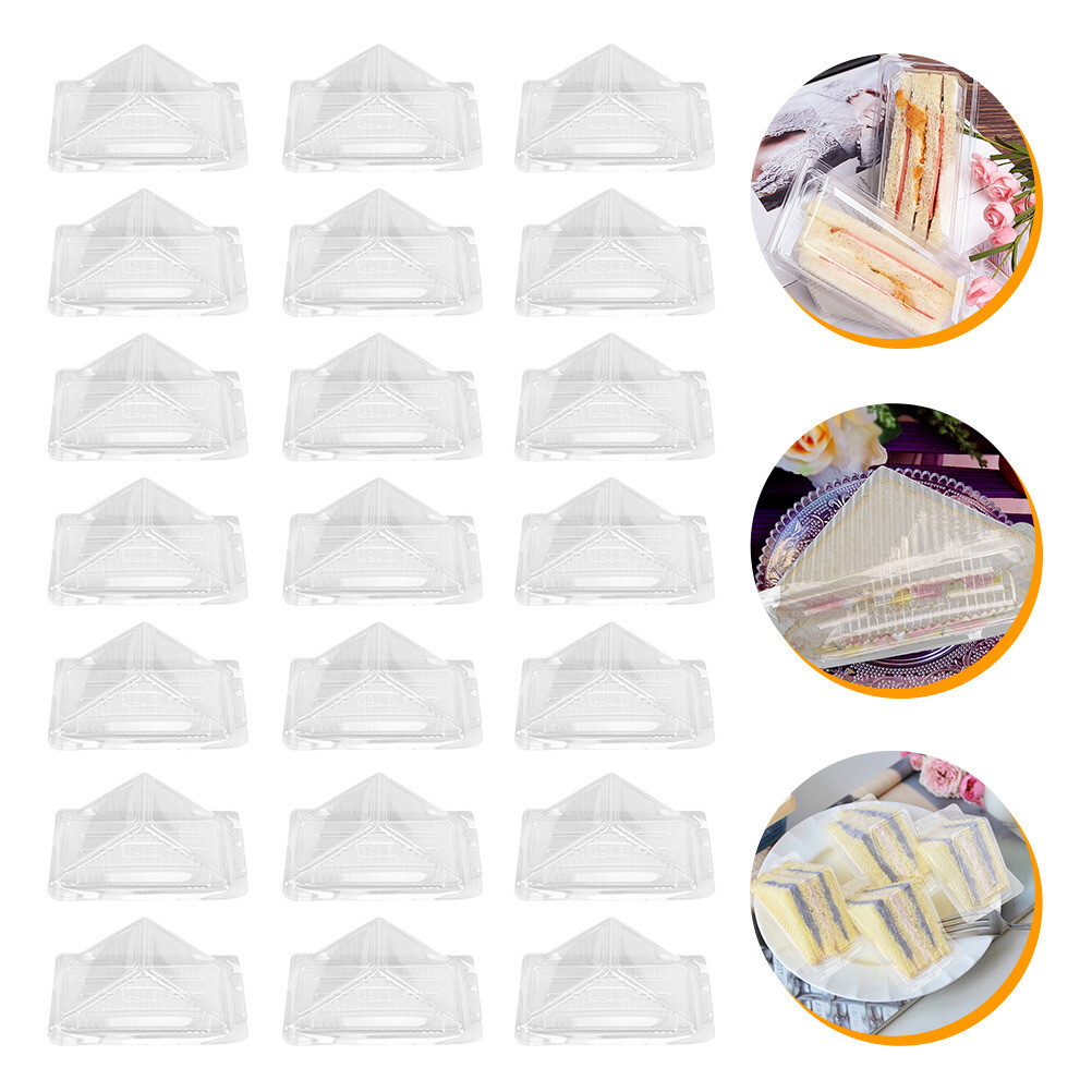 Box Cake Slice Sandwich Boxes Clear Triangle Container Pie Single ...