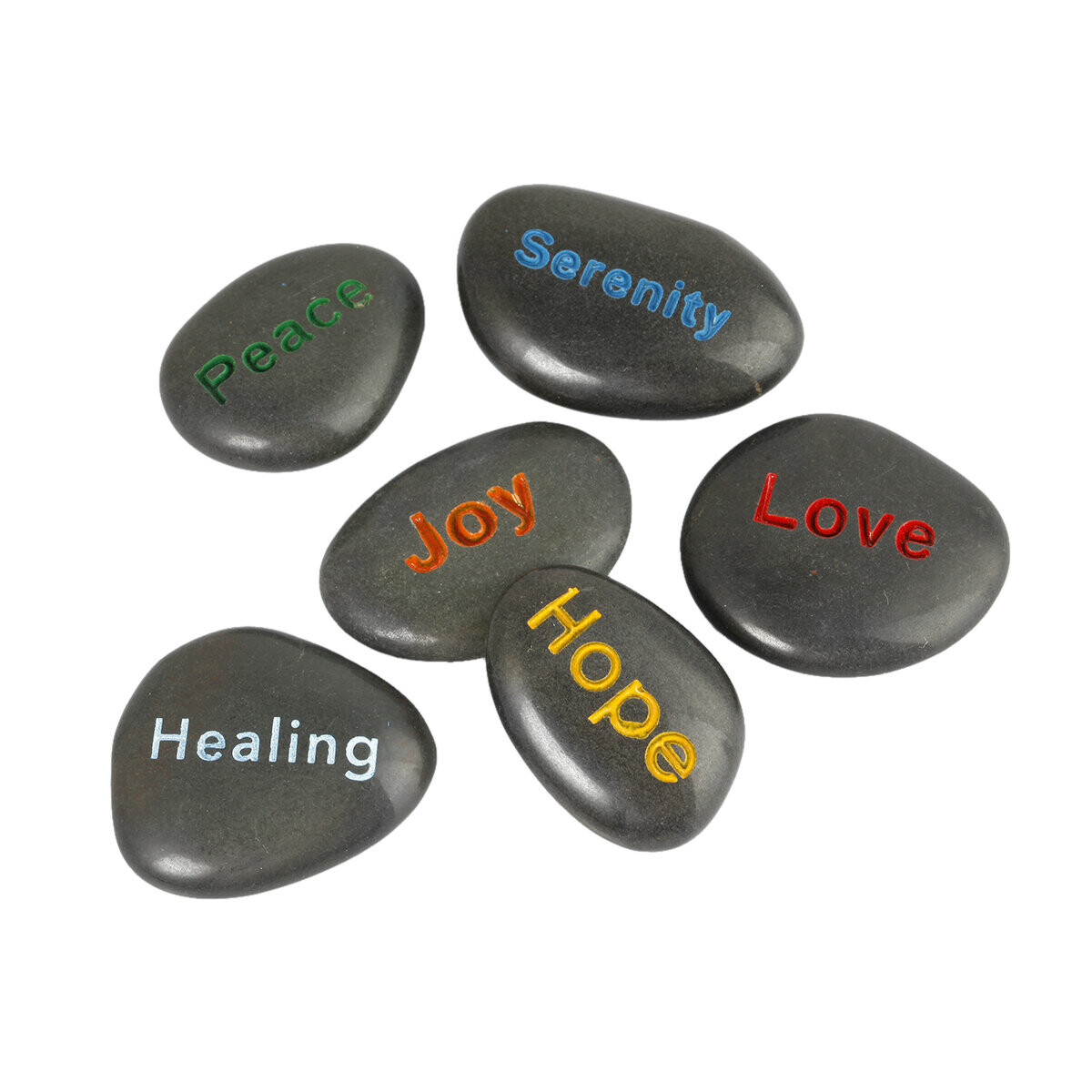 6Pcs Natural Stones Engraved Inspirational Stone Set, Hope, Love, Joy ...
