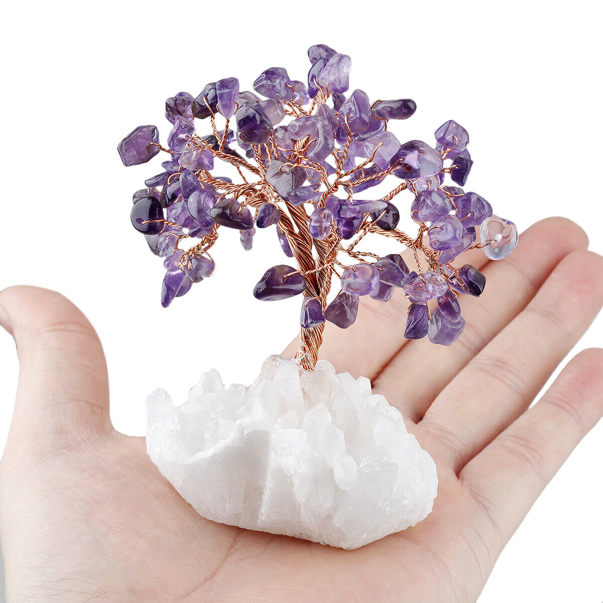 Natural Crystal Money Tree With Rock Quartz Base Reiki Healing Amethyst ...