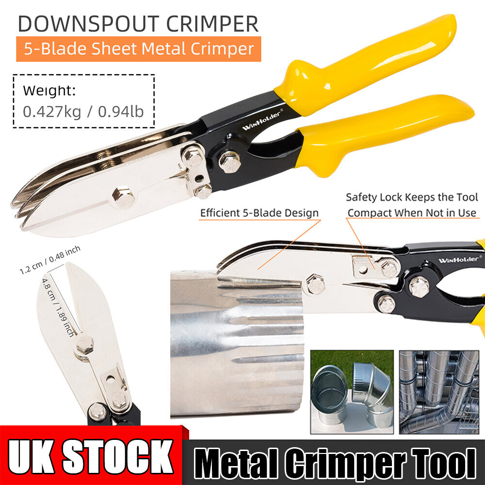 5-Blade Sheet Metal Crimper- Hand Crimper HVAC Tool for 24-28 Gauge ...