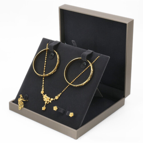 19x19x5cm Leather Jewelry Set Box Wedding Display Packaging Jewellery ...