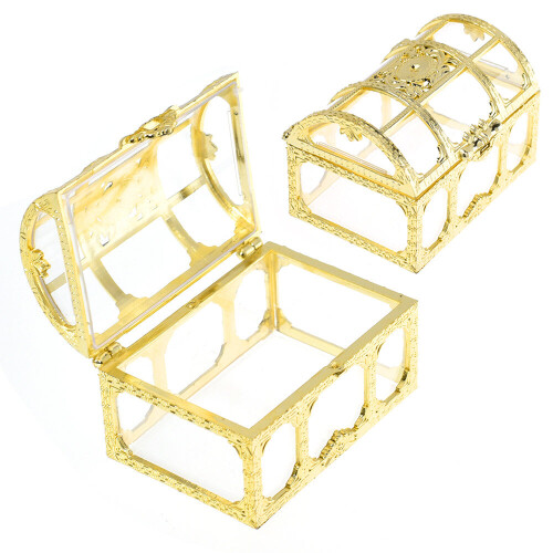 (Gold White-7.4X5.2X5cm) Vintage Transparent Pirate Treasure Storage ...
