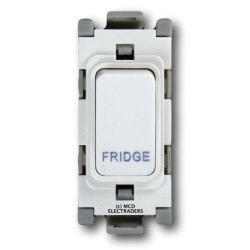 Deta G3557 Grid Switch 20 Amp Double Pole marked 'Fridge' (White) on OnBuy