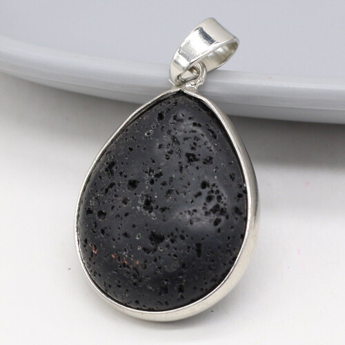 Natural Stone Gem Volcanic Rock Pendant Crafts DIY Retro Party Necklace ...
