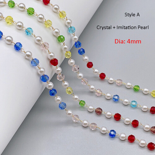 1meter Colorful Beads Beaded Chain Glass Crystal Beads Necklace Chain ...