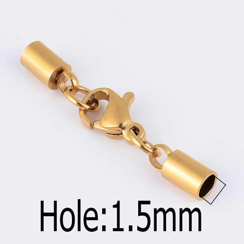 5pcs/lot Stainless Steel Lobster Clasp Leather Crimp End Caps Tip ...