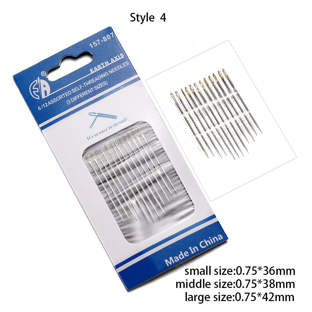 12Pcs Self-Threading Sewing Needles Stainless Steel Quick Automatic ...